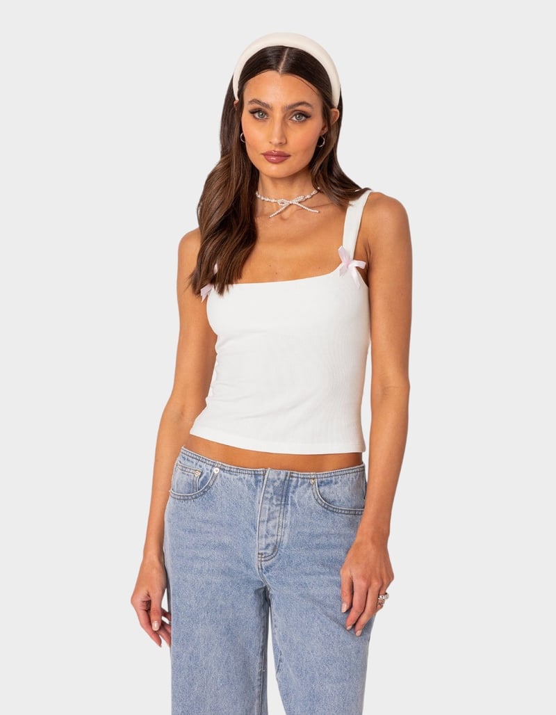 EDIKTED Lola Ribbed Tank Top - WHITE | Tillys