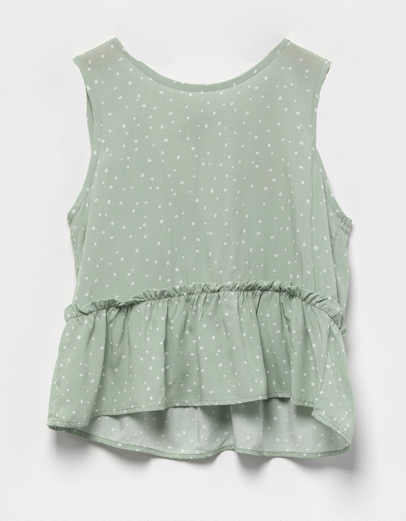 FOR ALL SEASONS Polka Dot Peplum Girls Top - SAGE | Tillys