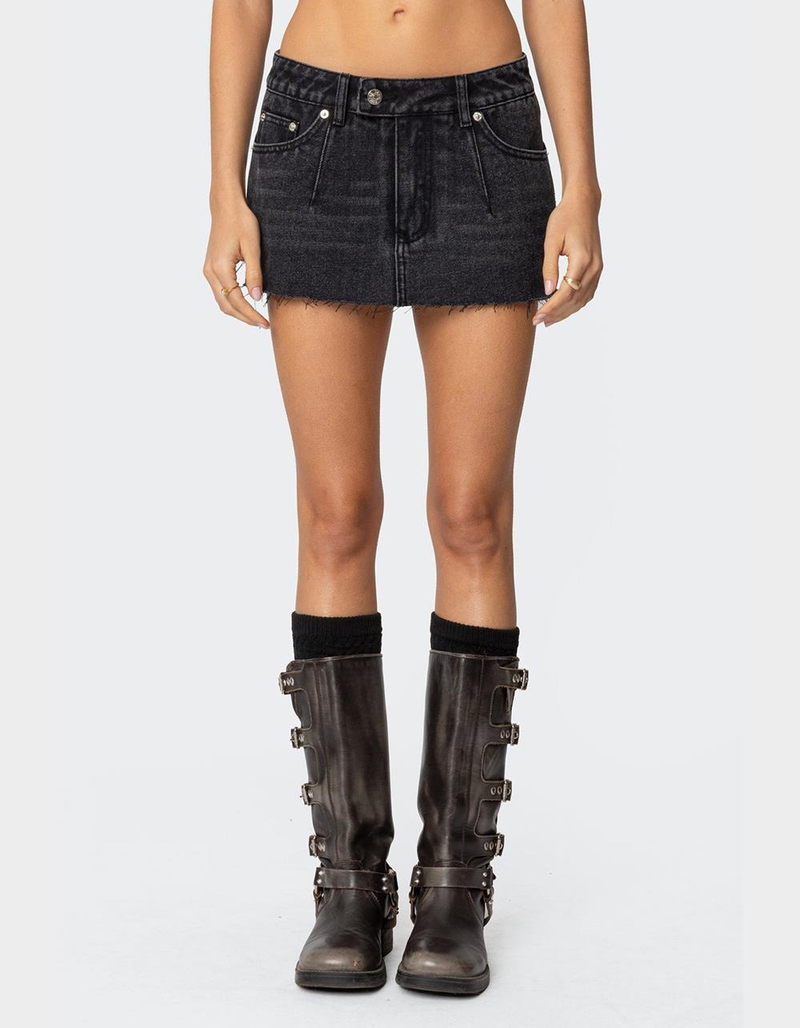 EDIKTED Clementine Low Rise Denim Micro Skort - BLACK | Tillys