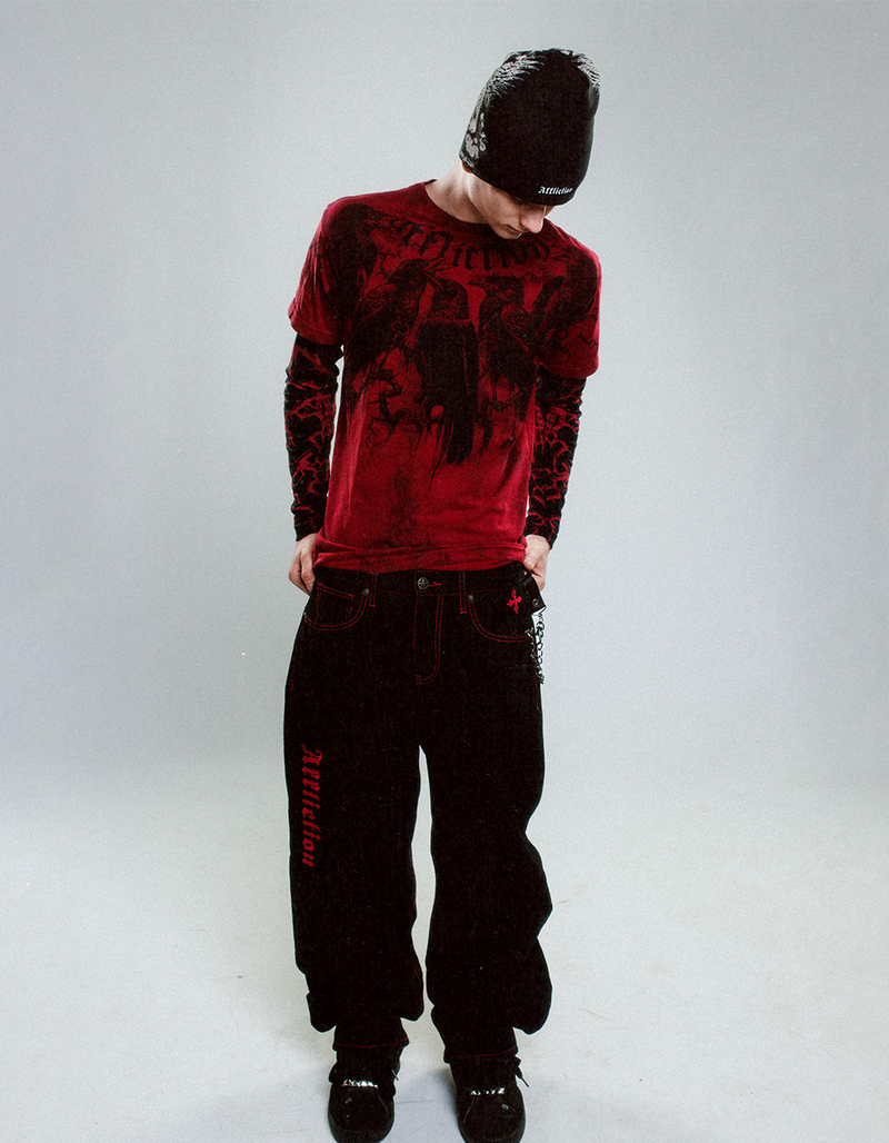 AFFLICTION Crows Mens 2fer Long Sleeve Tee - BURGUNDY | Tillys