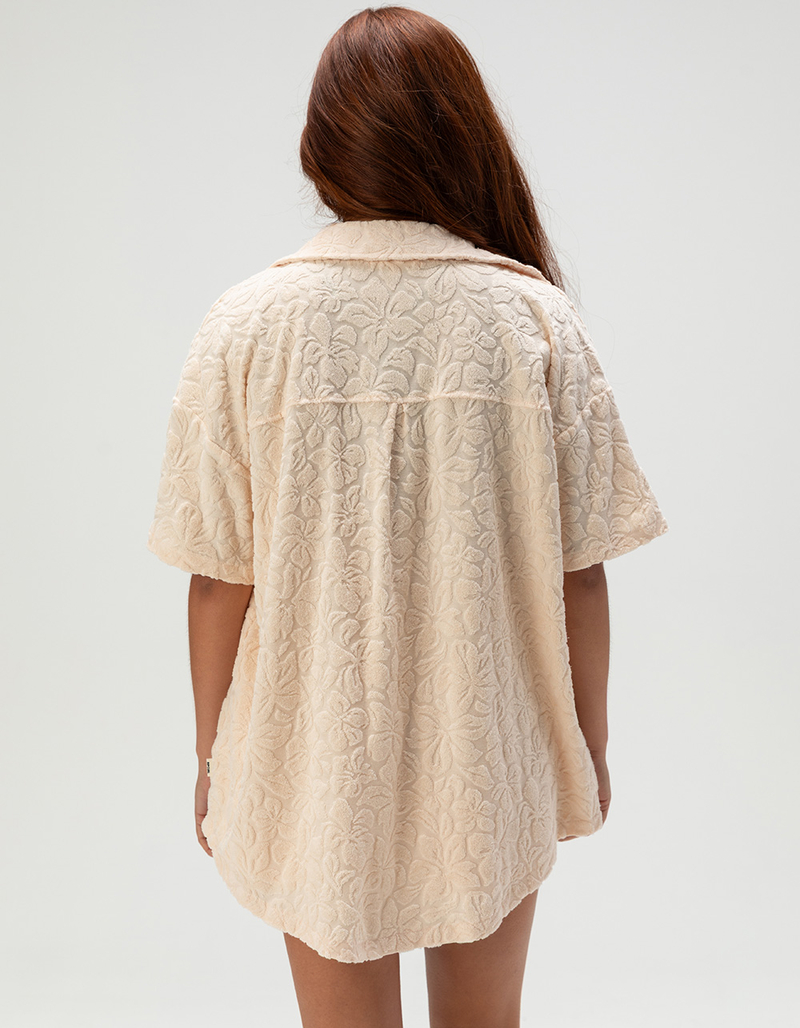 RIP CURL Las Dalias Terry Womens Button Up Shirt - OFF WHITE - XS | Tillys