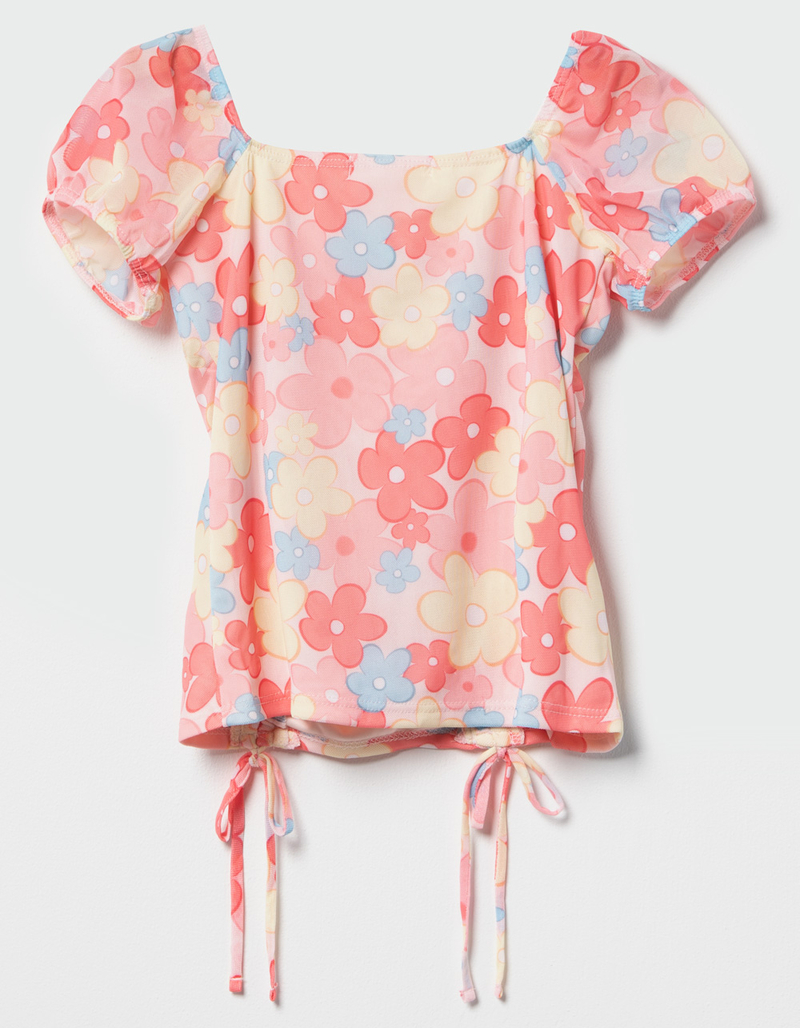 FULL TILT Floral Girls Mesh Cinch Top - MULTI | Tillys