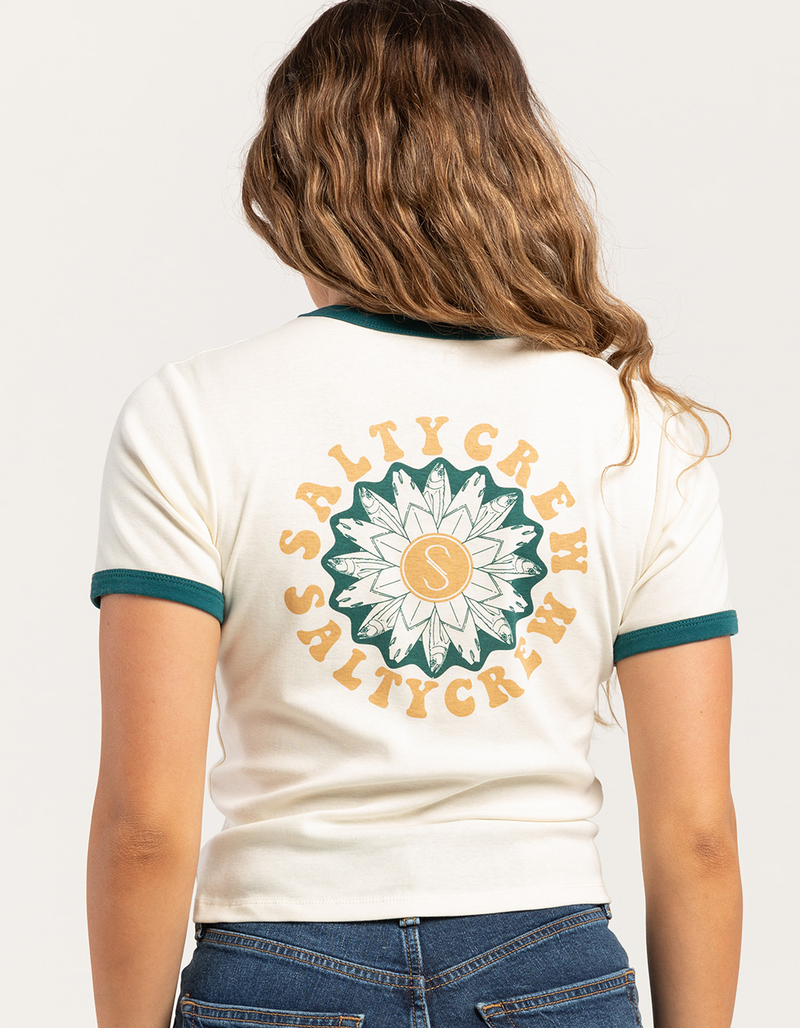 SALTY CREW Flower Power Womens Fitted Ringer Baby Tee - OFF WHITE | Tillys