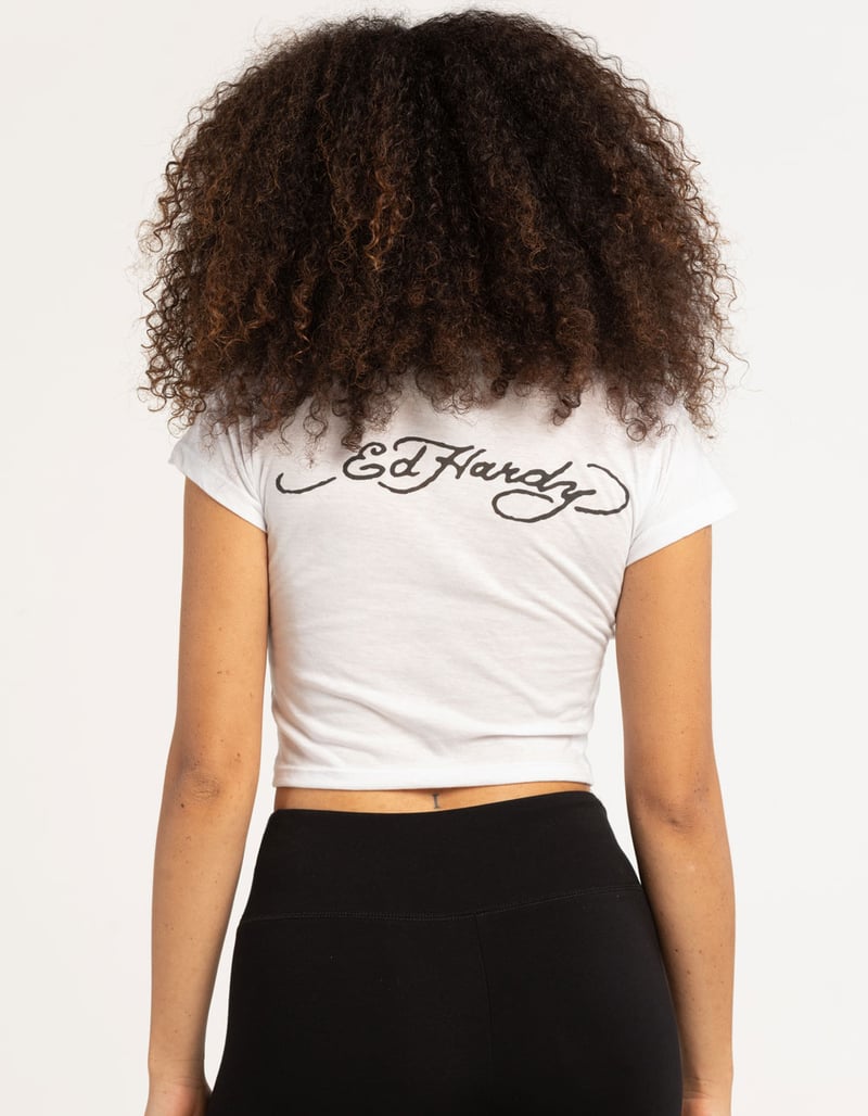 ED HARDY Swallow Bird Womens Baby Tee - WHITE - L | Tillys