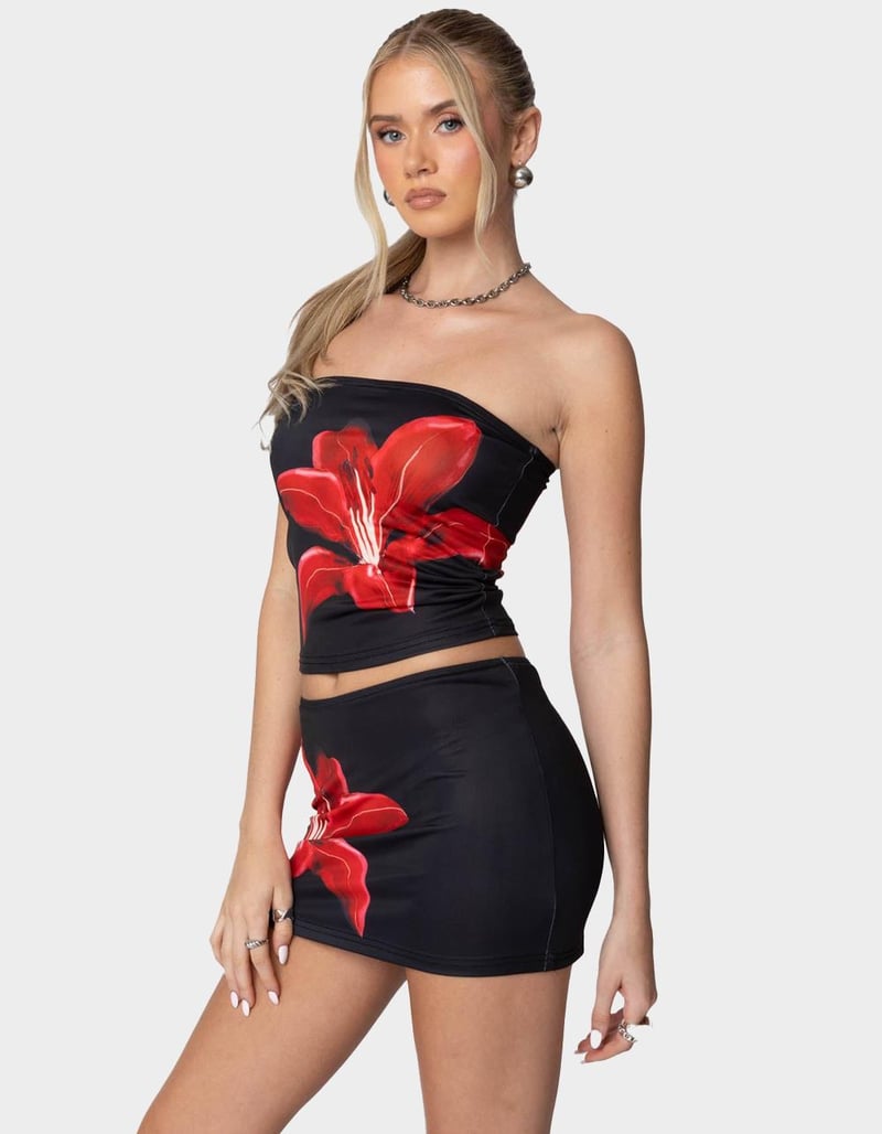 EDIKTED Tiger Blossom Tube Top - BLACK - XL | Tillys