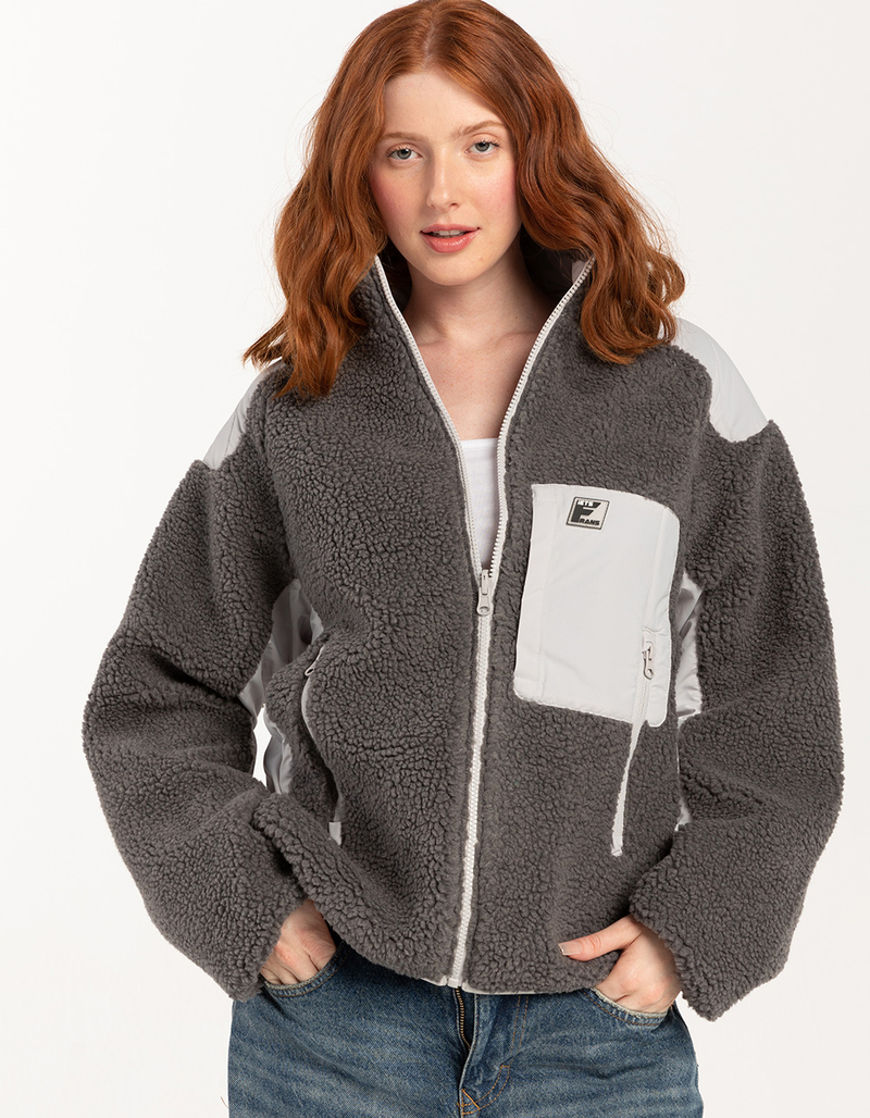 IETS FRANS Reversible Borg Fleece Womens Jacket - GRAY COMBO - M | Tillys