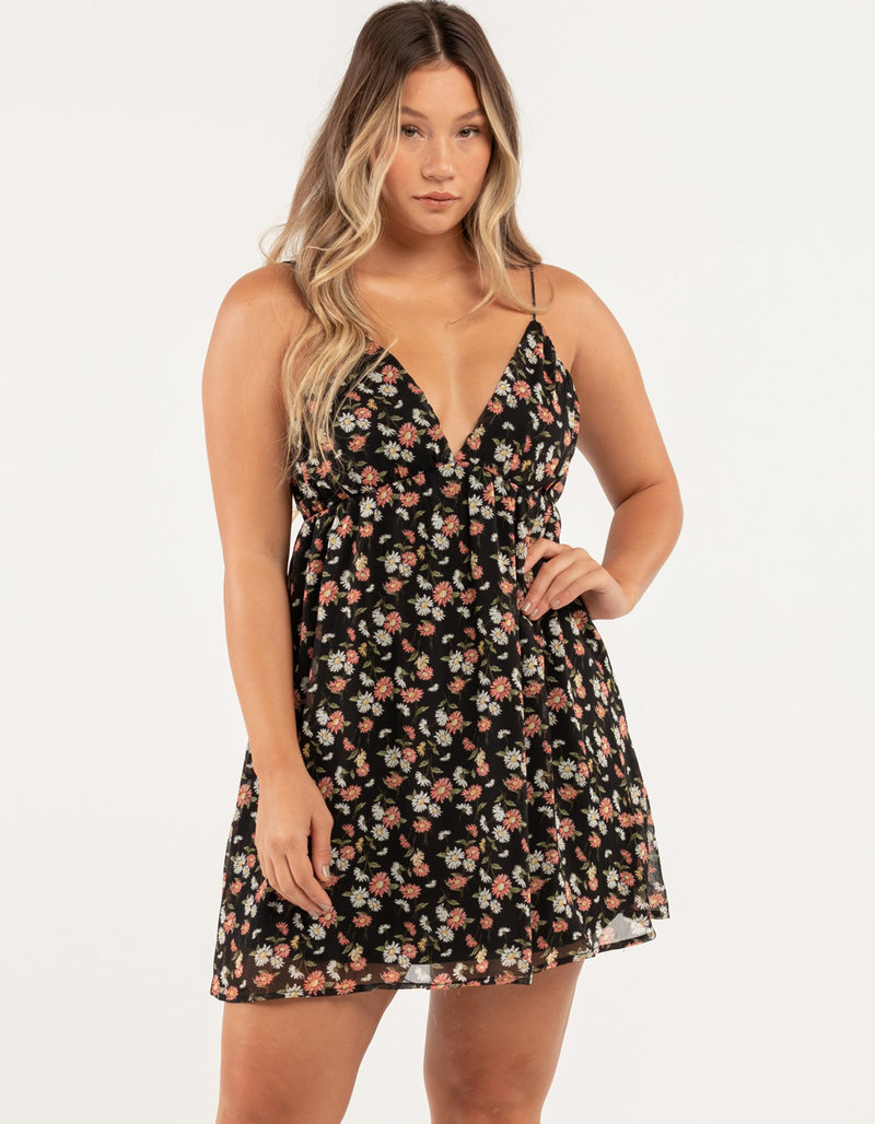 TIMING Floral Tie Back Babydoll Dress - BLACK | Tillys