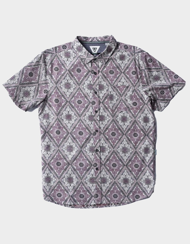 VISSLA Tangier Eco Mens Button Up Shirt - LT GRY/PINK | Tillys