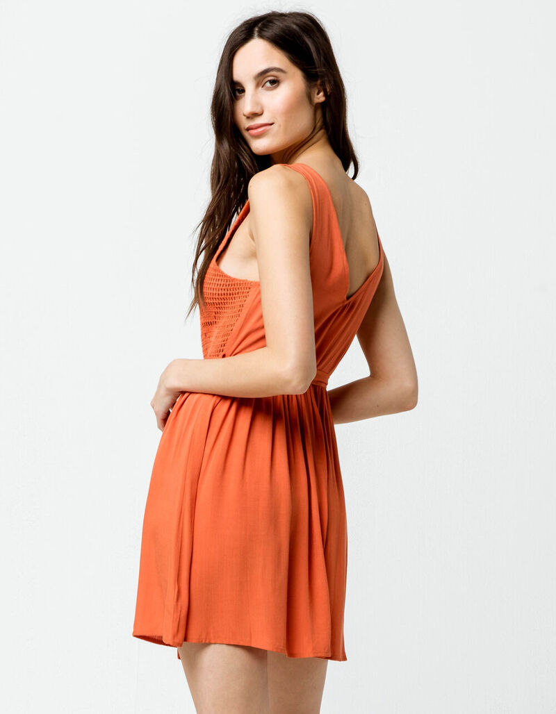 Sky And Sparrow Crochet Tie Waist Rust Dress Rust 347785710