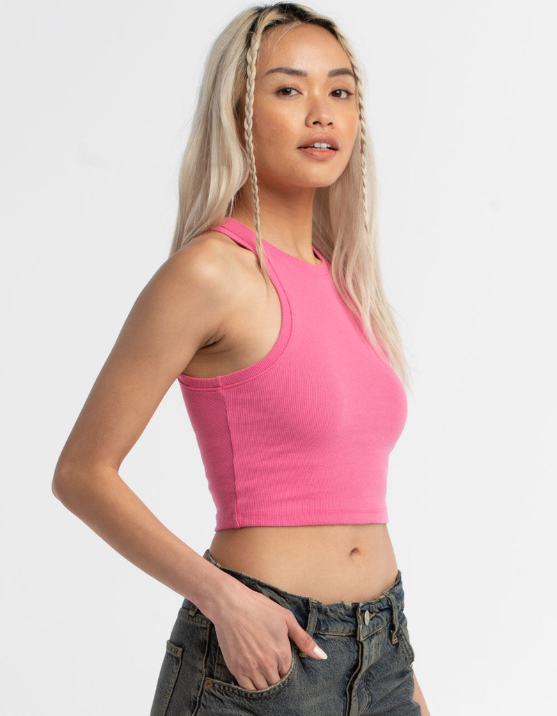 FULL TILT Essentials High Neck Womens Tank Top - FUSCHIA - XXS | Tillys