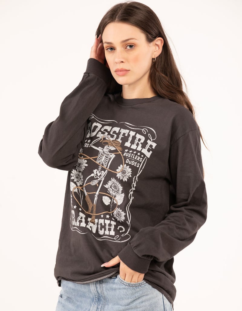 FULL TILT Skeleton Ranch Womens Tee - GRAY - XL | Tillys