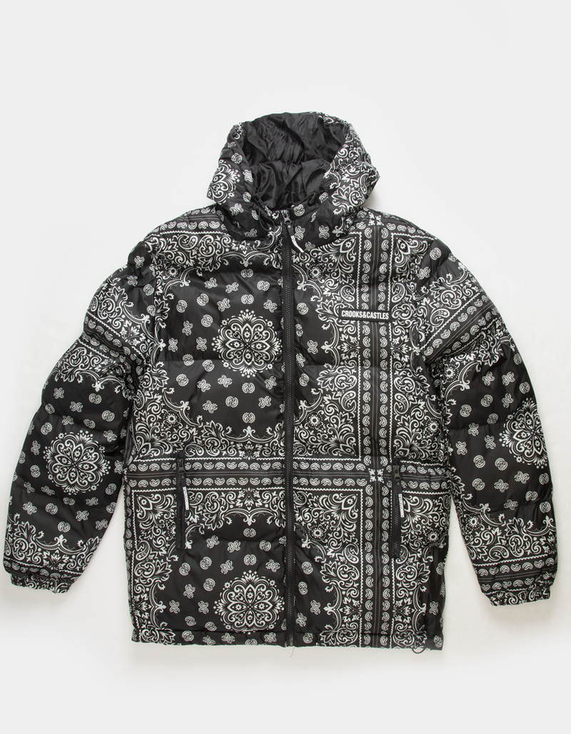 CROOKS & CASTLES Aop Paisley Mens Puffer Jacket - BLACK | Tillys