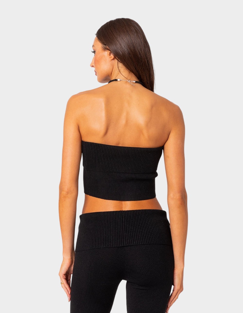EDIKTED Desiree Fold Over Knit Tube Top - BLACK | Tillys