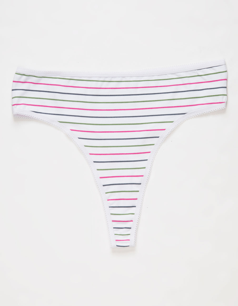 FULL TILT Picot Trim High Leg Thong - WHITE COMBO - S | Tillys