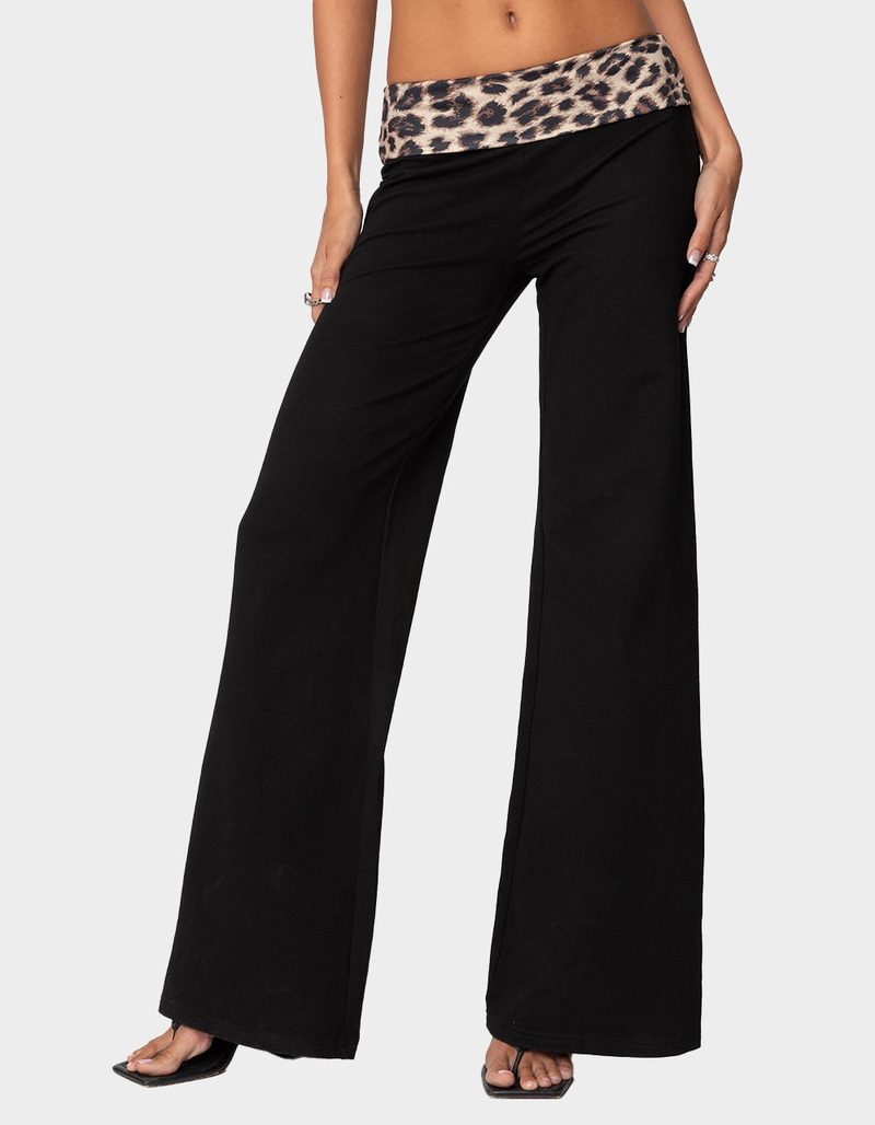 EDIKTED Leopard Fold Over Pants - ORANGE | Tillys