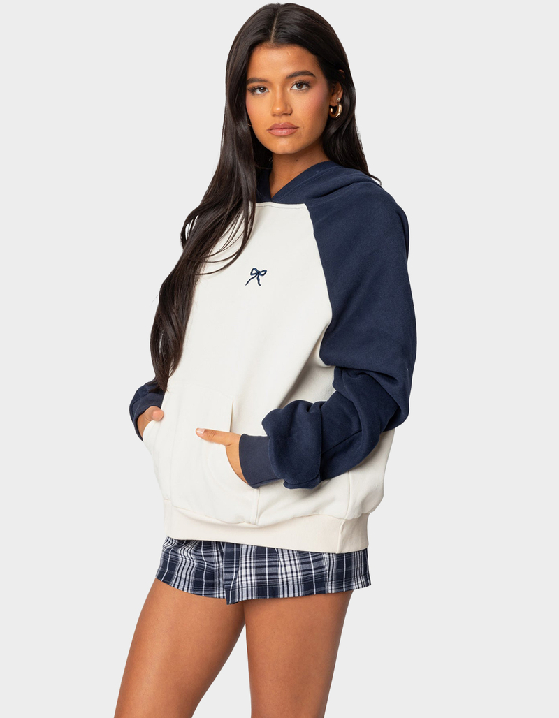 EDIKTED Raglan Bow Oversized Hoodie - BLUE | Tillys
