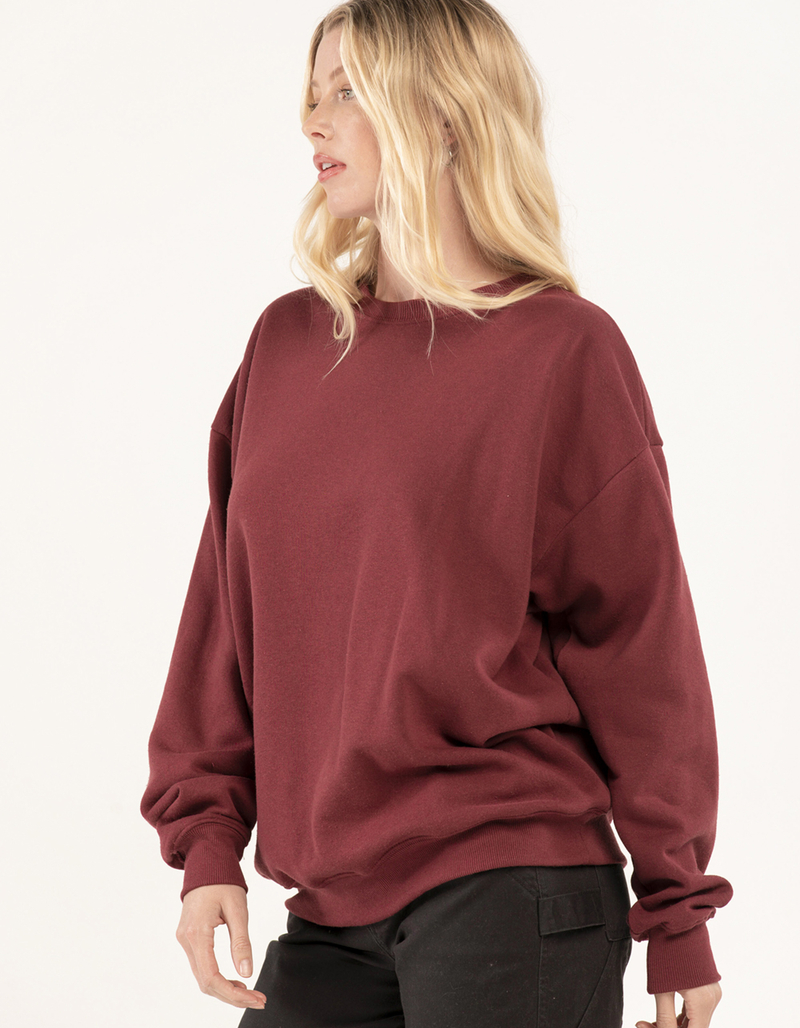 FULL TILT Essentials Womens Oversized Crewneck Sweatshirt - BURGUNDY ...
