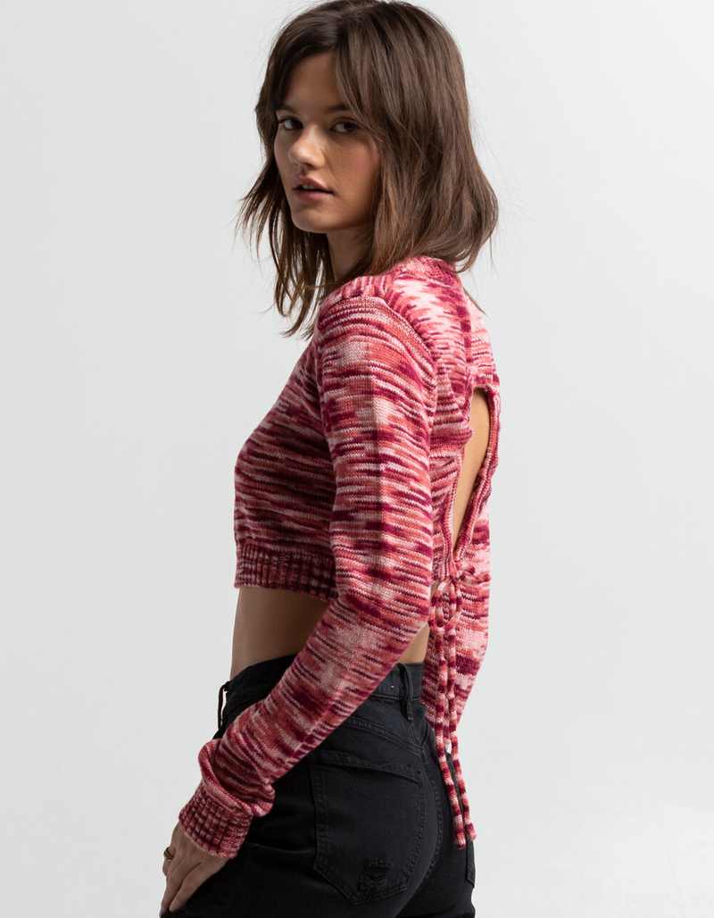 DAISY STREET Cut Out Back Crop Sweater - PINK | Tillys
