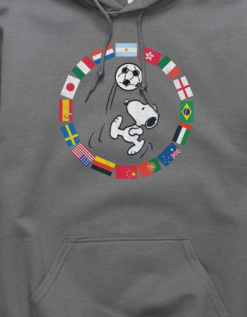 PEANUTS Soccer Snoopy Flags Unisex Hoodie - CHARCOAL | Tillys