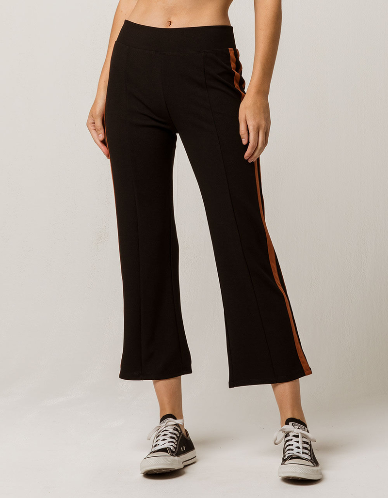 Sky And Sparrow Stripe Flared Womens Crop Pants Black Combo Xl Tillys
