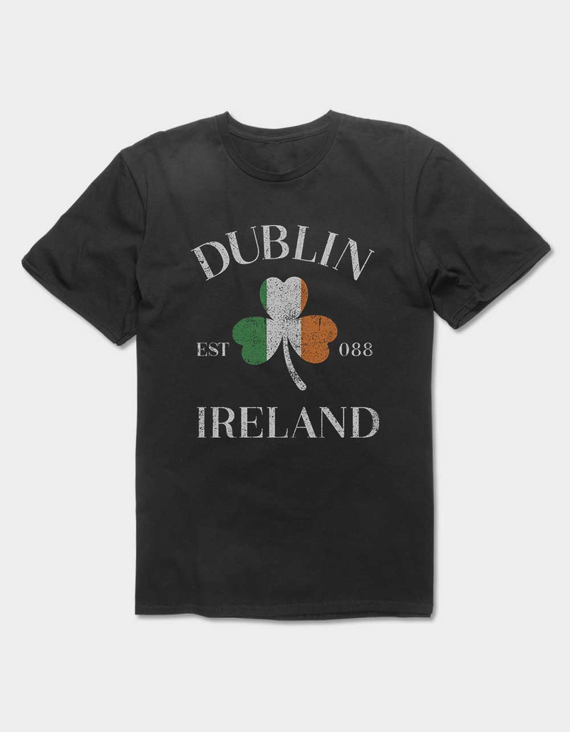 IRELAND Dublin Clover Flag Distressed Unisex Tee - BLACK | Tillys