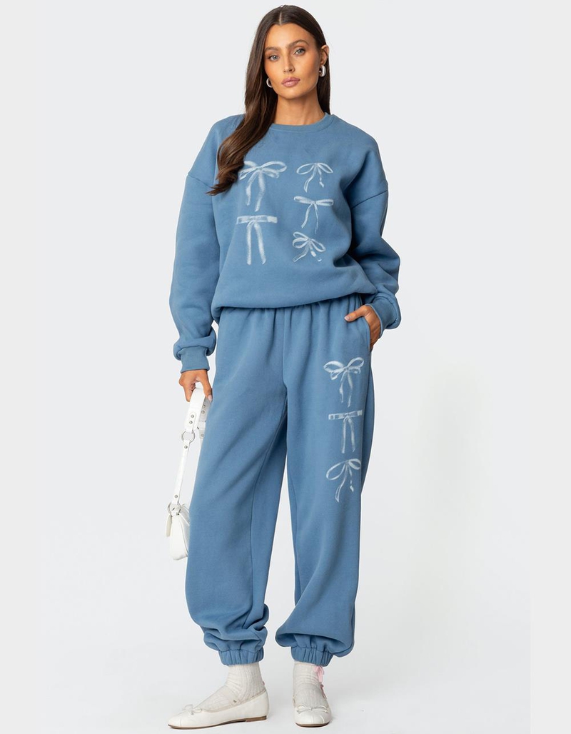 EDIKTED Bow Bliss Oversized Sweatpants - BLUE | Tillys