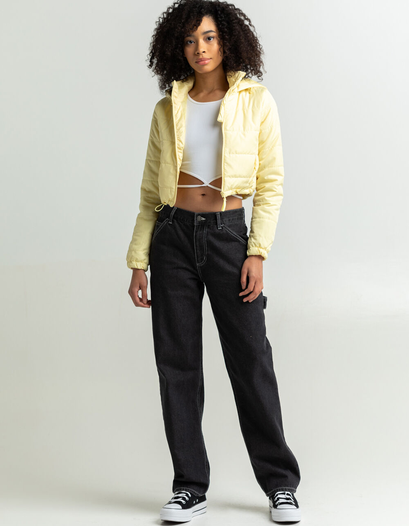 FULL TILT Womens Cropped Hooded Puffer Jacket - YELLOW | Tillys