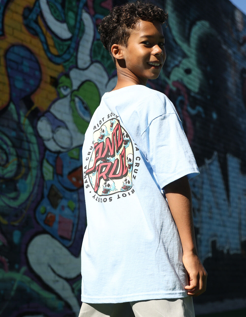 RIOT SOCIETY x Santa Cruz Skull Dot Boys T-Shirt - LIGHT BLUE - M | Tillys