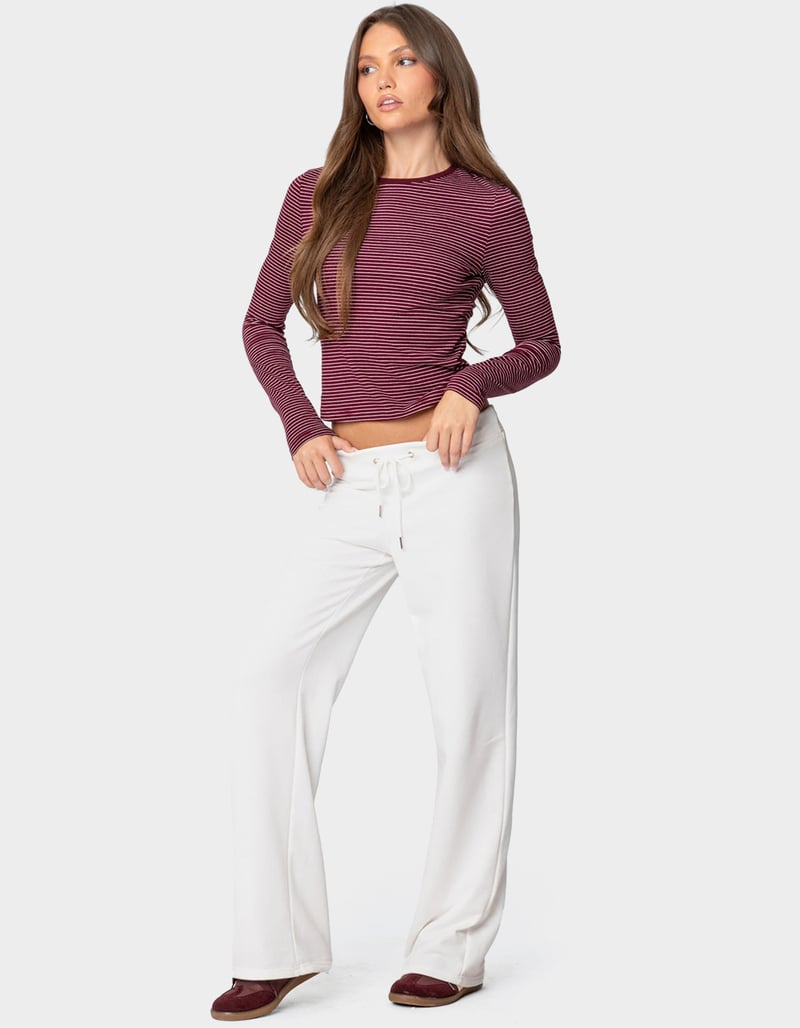 EDIKTED Brianna Striped Long Sleeve Tee - DK RED | Tillys