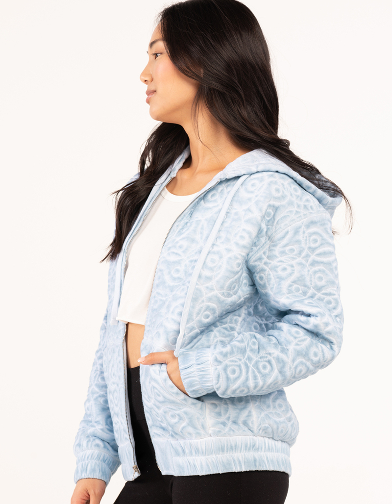 FULL TILT Quilted Yin Yang Womens Oversized Zip-Up Hoodie - LIGHT BLUE ...