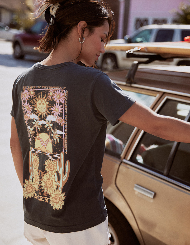 ROXY The Sun Card Womens Boyfriend Tee - WASHED BLACK | Tillys