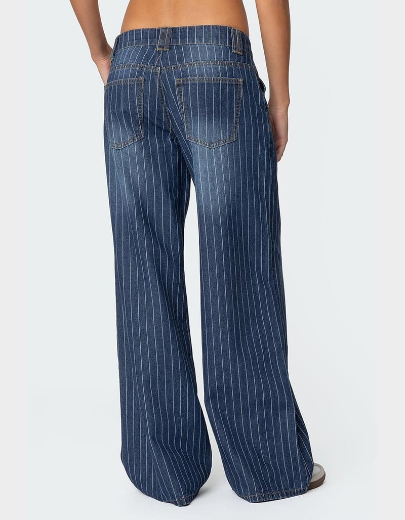 EDIKTED Cory Striped Low Rise Jeans - BLUE - L | Tillys