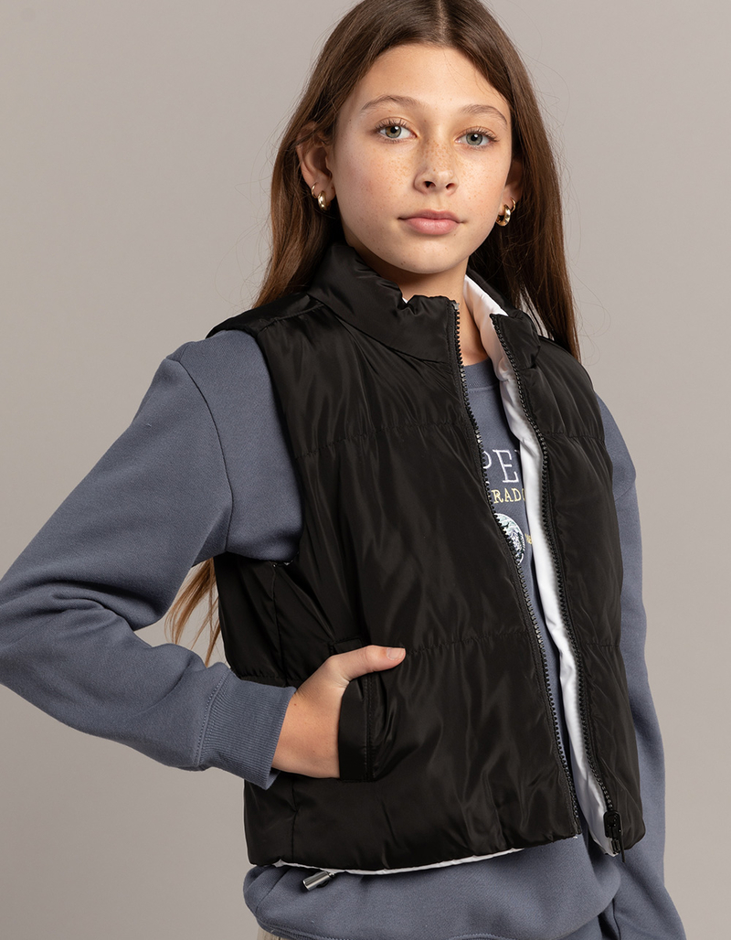 RSQ Girls Reversible Puffer Vest - BLACK COMBO | Tillys