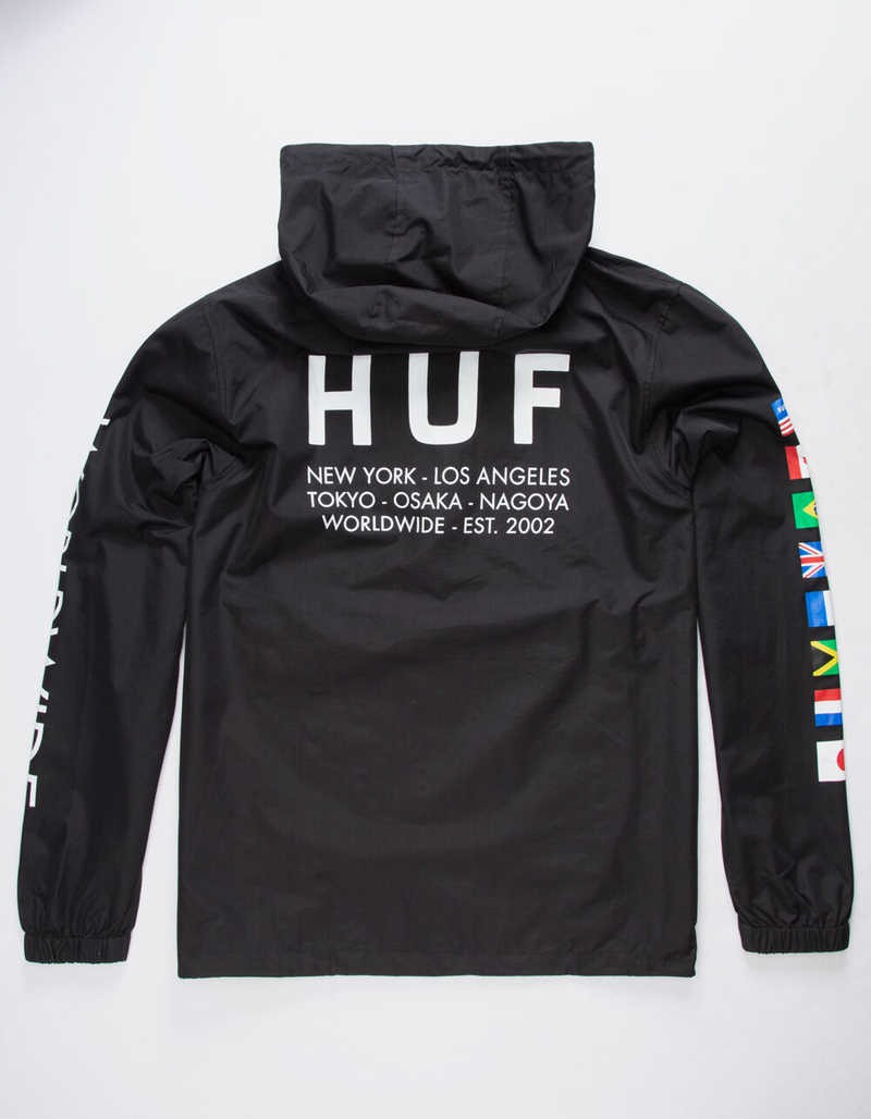 HUF Regional Tour Black Mens Anorak Jacket - BLACK - M | Tillys
