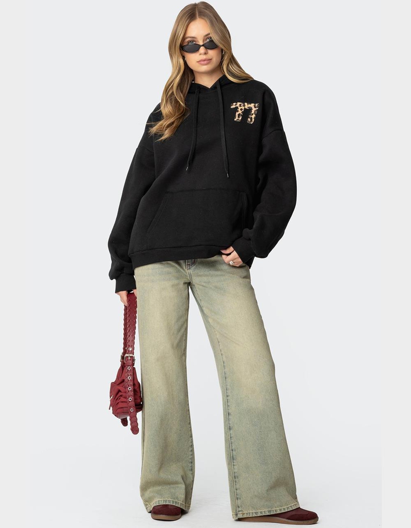 EDIKTED Leopard 77 Oversized Hoodie - BLACK - M | Tillys