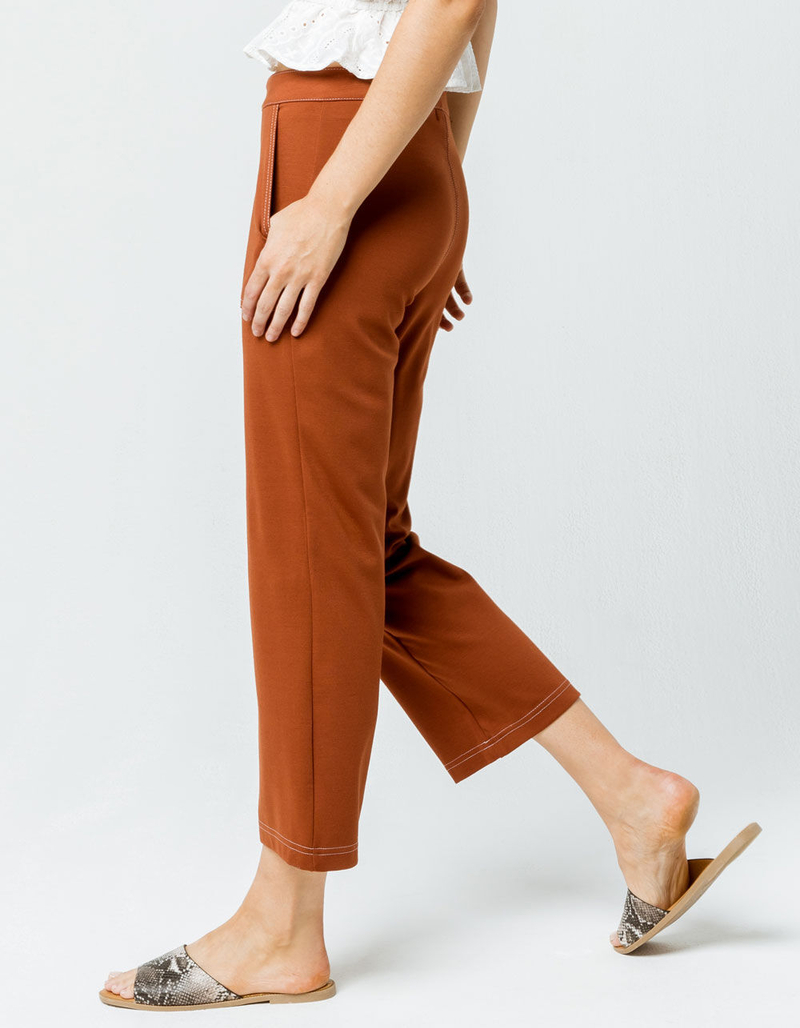 Sky And Sparrow Pork Chop Pocket Womens Crop Flare Pants Copper 7