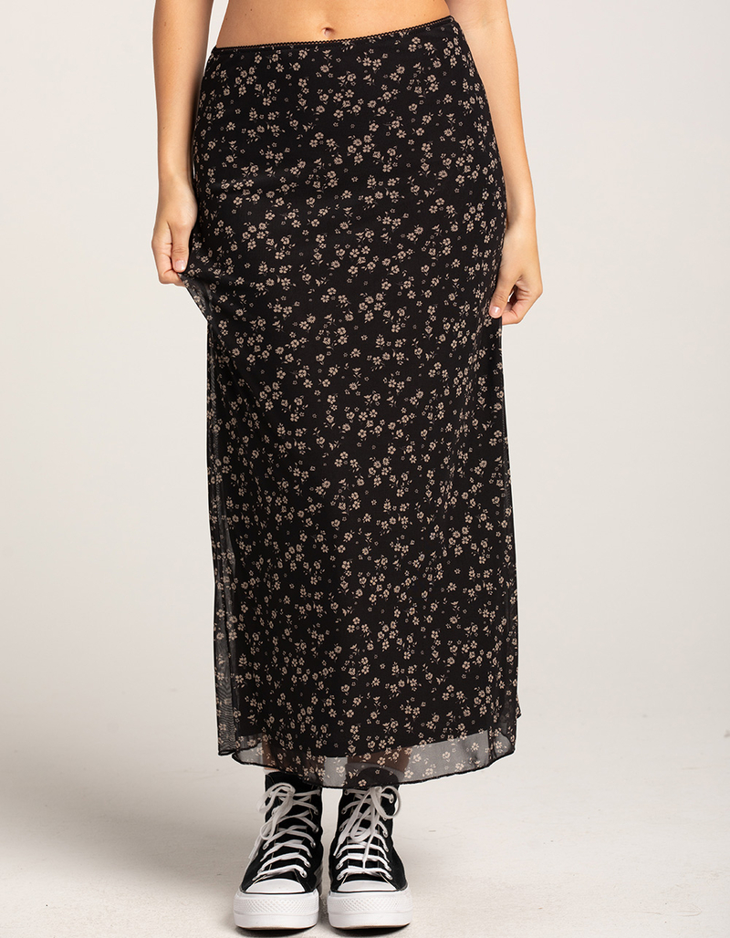 RSQ Womens Low Rise Mesh Maxi Skirt - BLK/KHAKI - S | Tillys