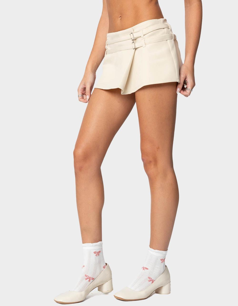 EDIKTED Double Belt Wrapped Mini Skort - BEIGE - XL | Tillys