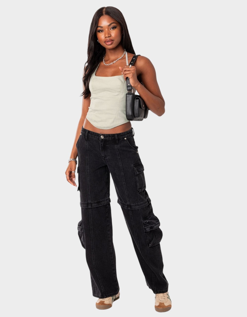EDIKTED Convertible Two Piece Denim Cargo Pants - BLACK | Tillys