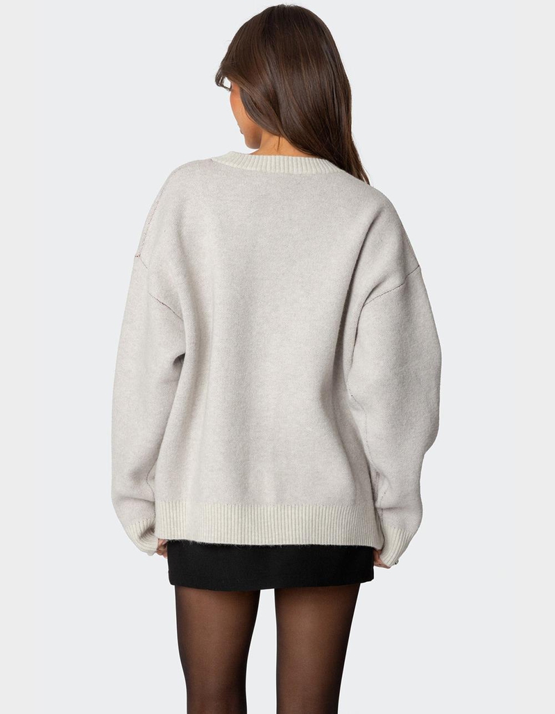 EDIKTED Cherry 3 Oversized V-Neck Sweater - GRAY - XS | Tillys