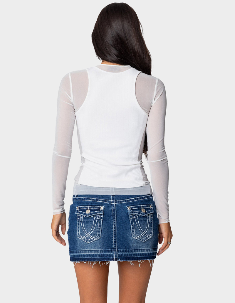 EDIKTED Rib Tank Layered Mesh Top - WHITE | Tillys