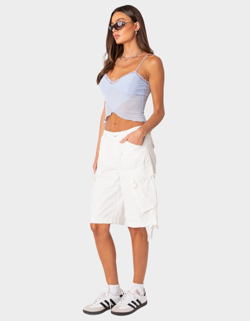 EDIKTED Crossover Mesh Tank Top - LIGHT BLUE | Tillys