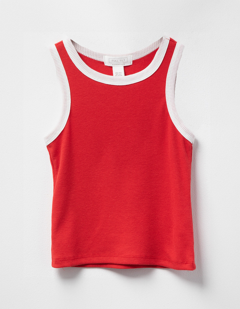 FULL TILT Essentials High Neck Girls Ringer Tank Top - RED COMBO | Tillys