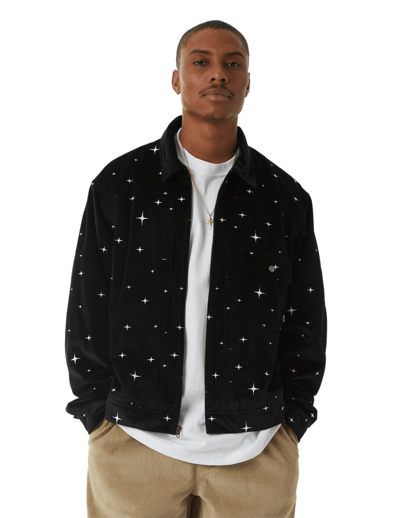HUF Galaxy Mens Velvet Trucker Jacket - BLACK - XL | Tillys