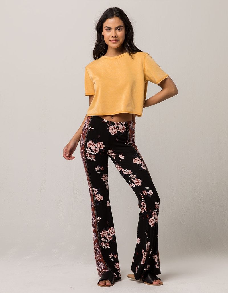 Sky And Sparrow Floral Print Womens Flare Pants Black Combo Tillys