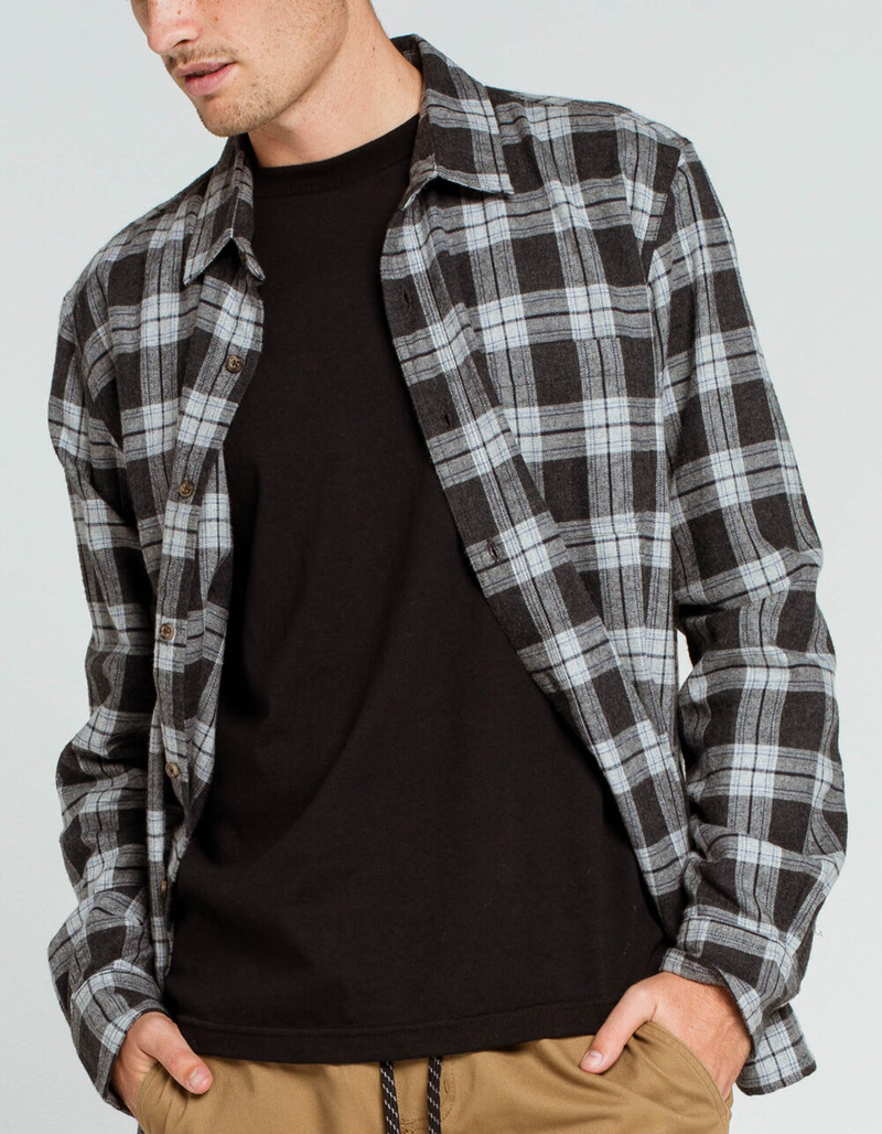 VSTR Brooklyn Mens Flannel Shirt - CHARCOAL BLACK - XXL | Tillys