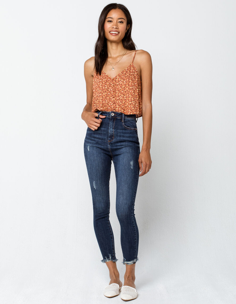 Sky And Sparrow Ditsy Button Front Womens Tank Rust Tillys