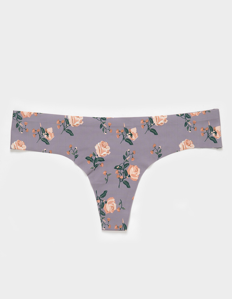 LOVE LIBBY Floral Lasercut Thong - GRAY COMBO - XL | Tillys