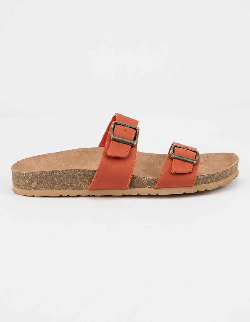 SODA Double Buckle Rust Womens Slide Sandals - RUST | Tillys
