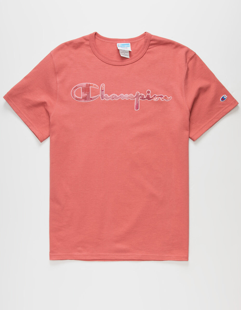 CHAMPION Tonal Script Embroidered Mens Mauve T-Shirt - MAUVE | Tillys